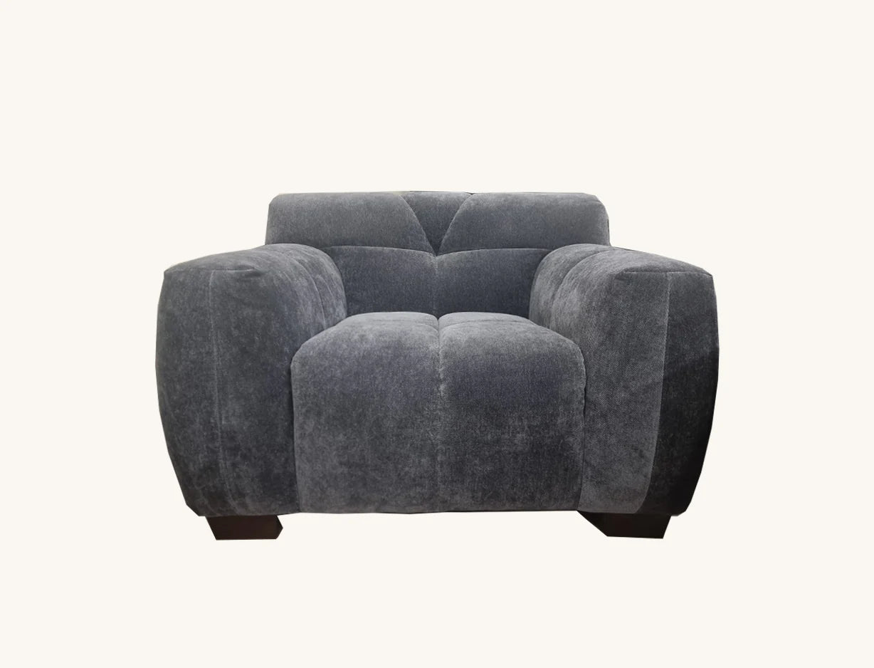 Aluxo Harlem Sofa Range in Steel Velvet – Luxury Salon Sofa